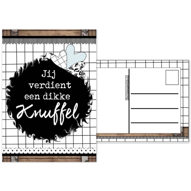 50.Kaart met tekst ''Jij verdient een dikke knuffel''.