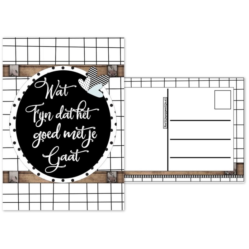 55.Kaart met tekst ''Wat fijn dat het goed met je gaat''.